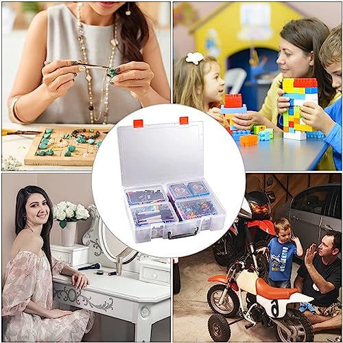 Portable Plastic Storage Box, Art & Craft Organizer with Handle, Clear ...