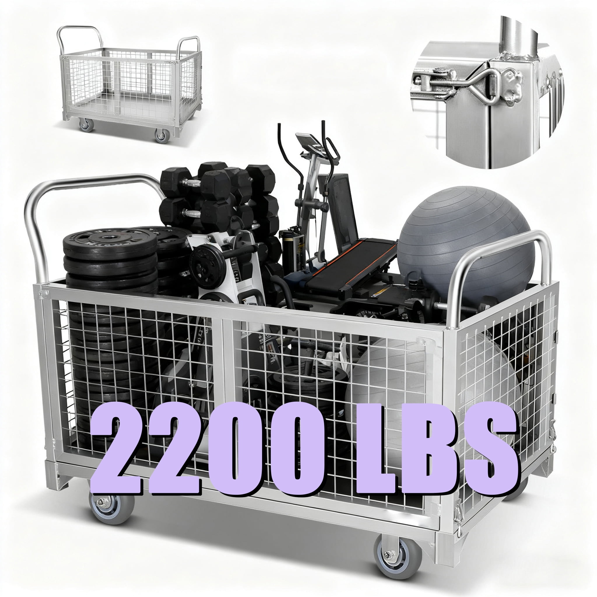 Net cage Trolley Heavy Duty Hand Truck with Cage Portable Platform Cart ...