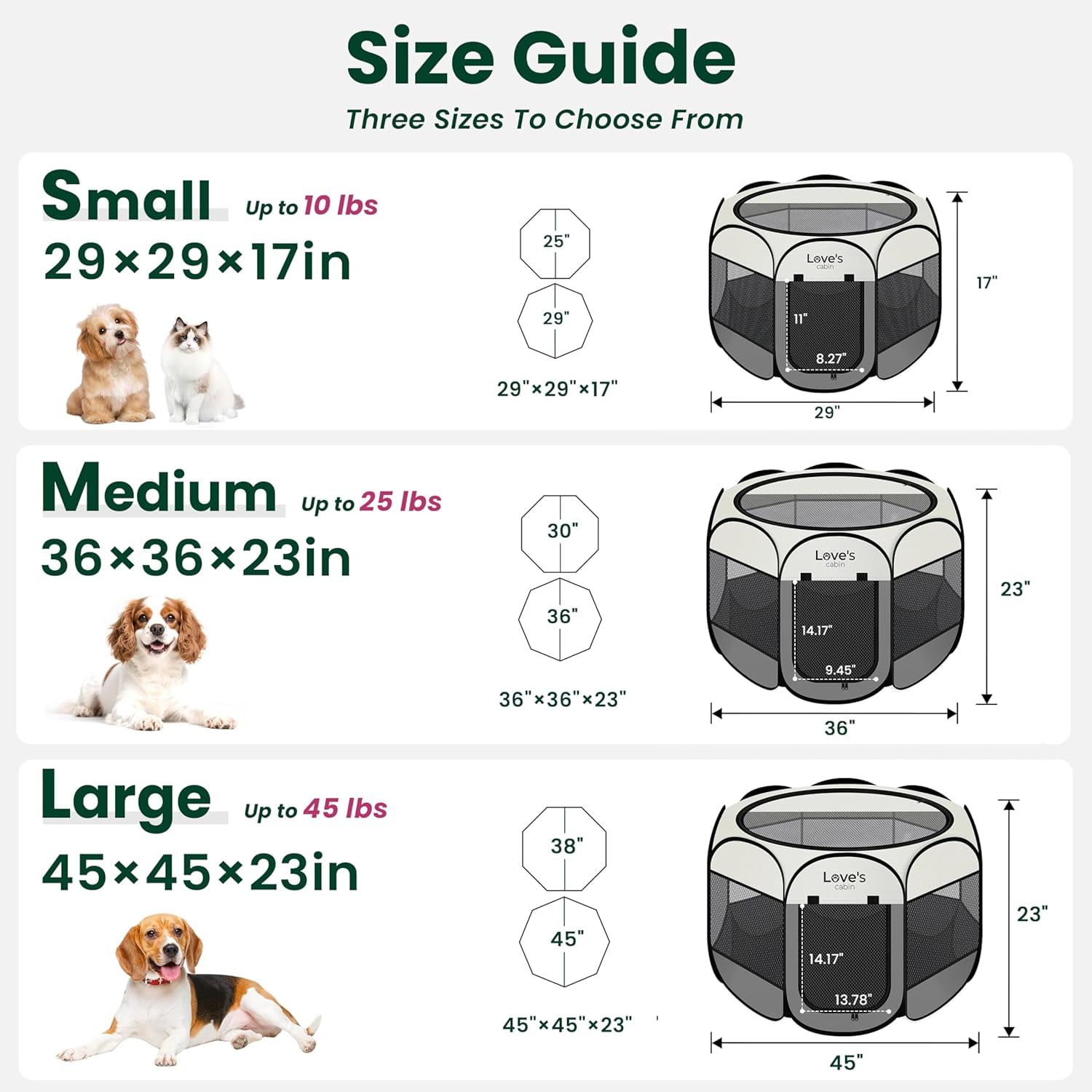 Portable Playpen for Dogs & Cats, Foldable Pop Up Dog Kennel with ...