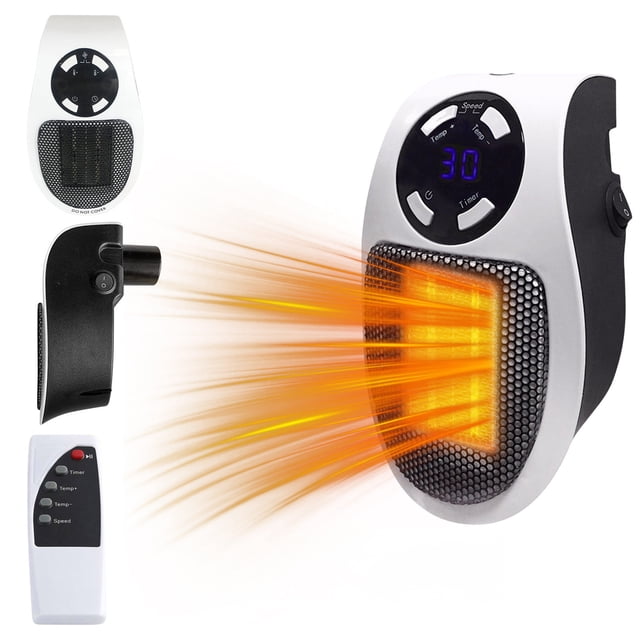 Portable Plug in Heater, 500W Electric Small Space Heater Indoor with ...