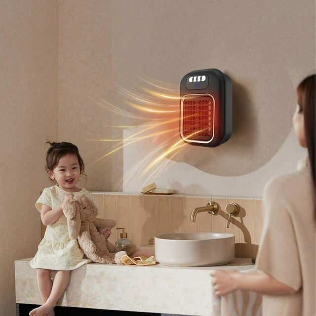 Portable Plug In Space Heater, Low-noise 600W Small Wall Heater for ...