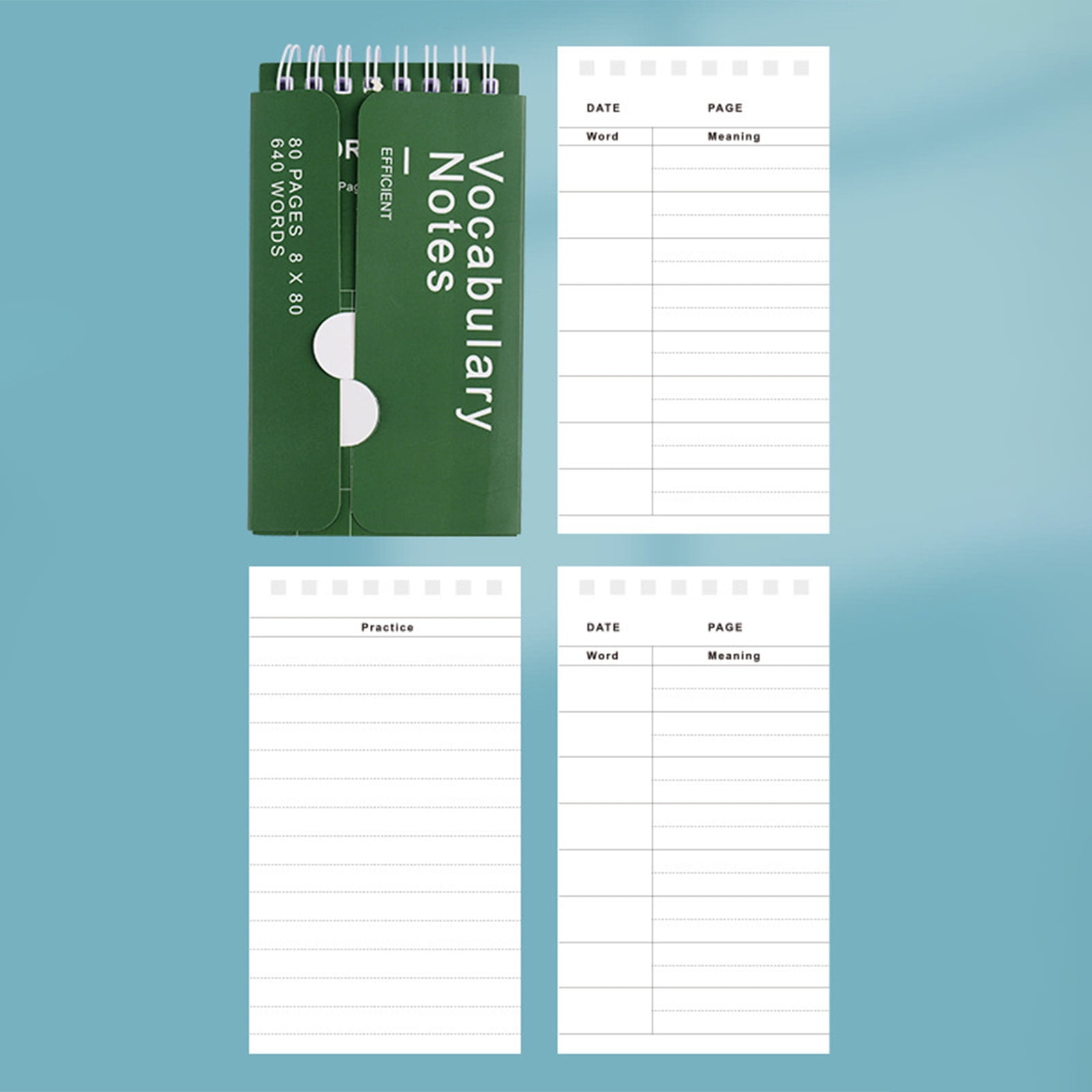 Portable Pocket Vocabulary Notebook For Students,Reusable Spiral Word ...