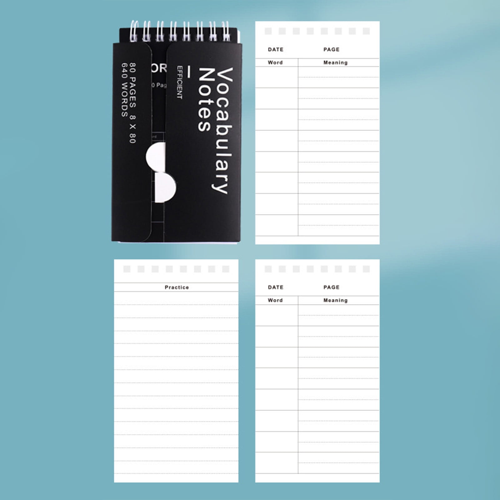 Portable Pocket Vocabulary Notebook For Students,Reusable Spiral Word Book,Travel-Sized Language ...