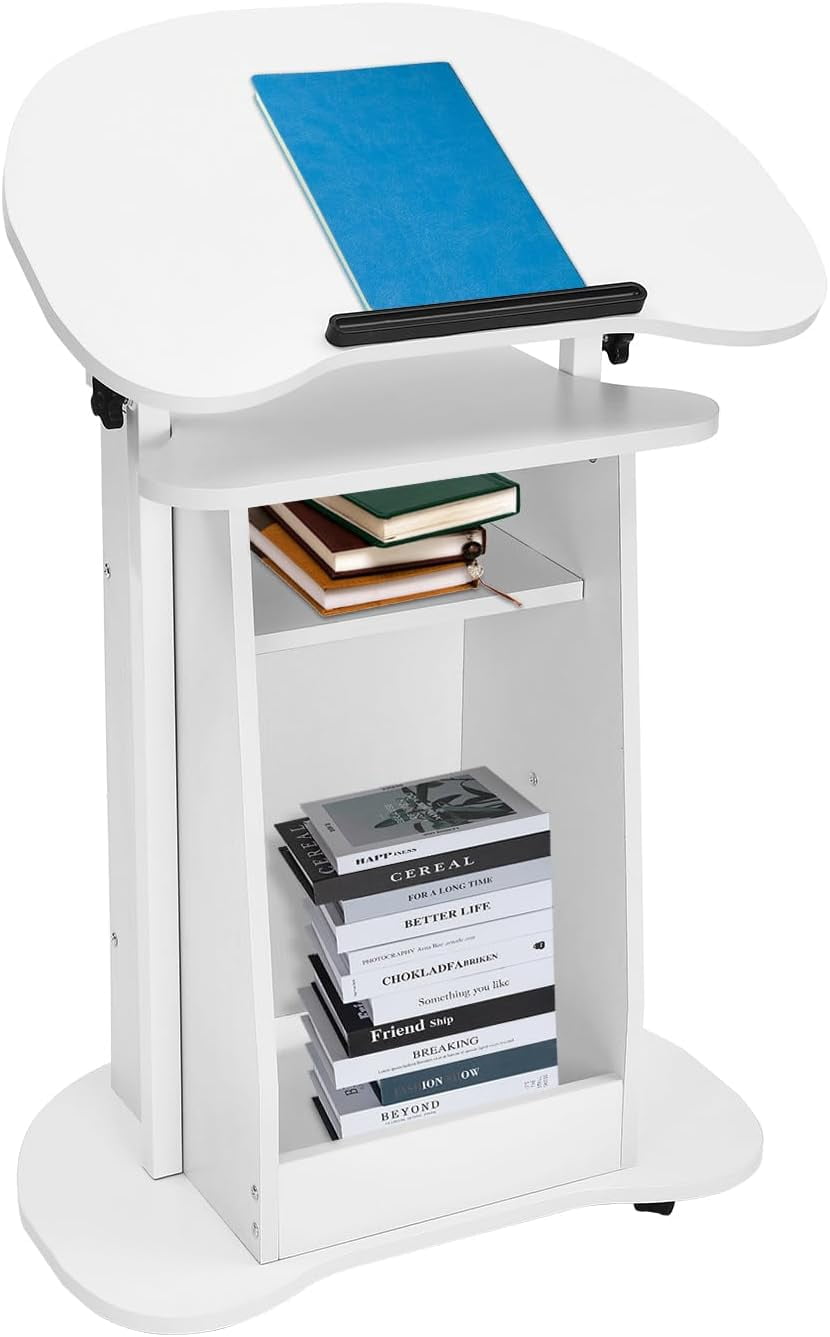 Portable Podium Stand, Mobile Height Adjustable Church Classroom ...