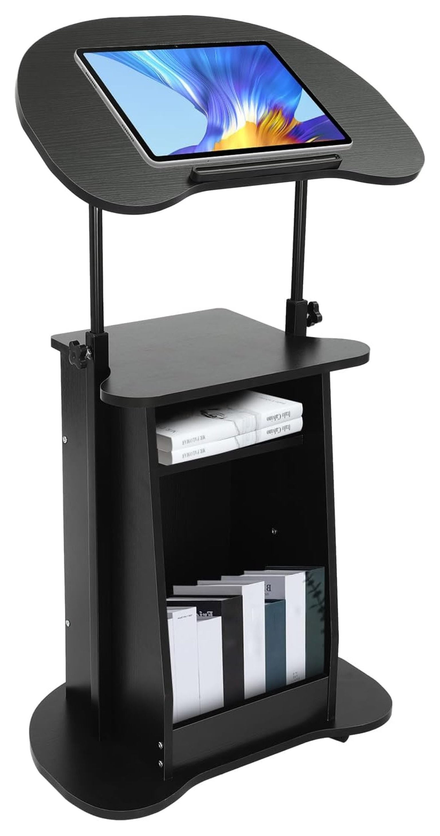 Portable Podium Stand, Mobile Height Adjustable Church Classroom ...