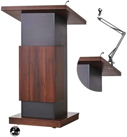 Portable Podium Stand Mobile Lectern with Locking Wheels and Adjustable ...