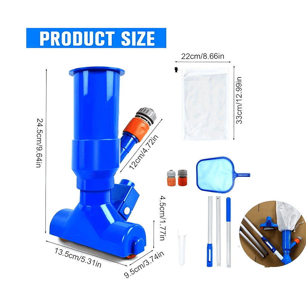 Portable Pool Vacuum Jet: Underwater Cleaner with Brush Bag, Handheld ...