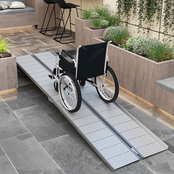 HOMCOM, Portable Wheelchair Ramp, 10', Aluminum, Threshold Handicap ...