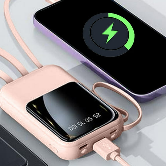 Portable Power Bank 10000mAh, Built-in Triple Cable with Digital ...