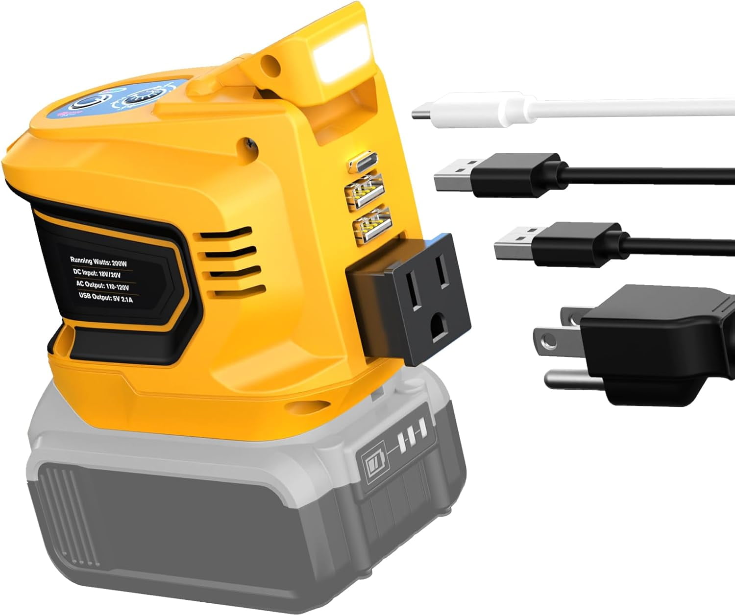 Portable Power Inverter Compatible with DeWALT 20V, Real 200W Outdoor ...