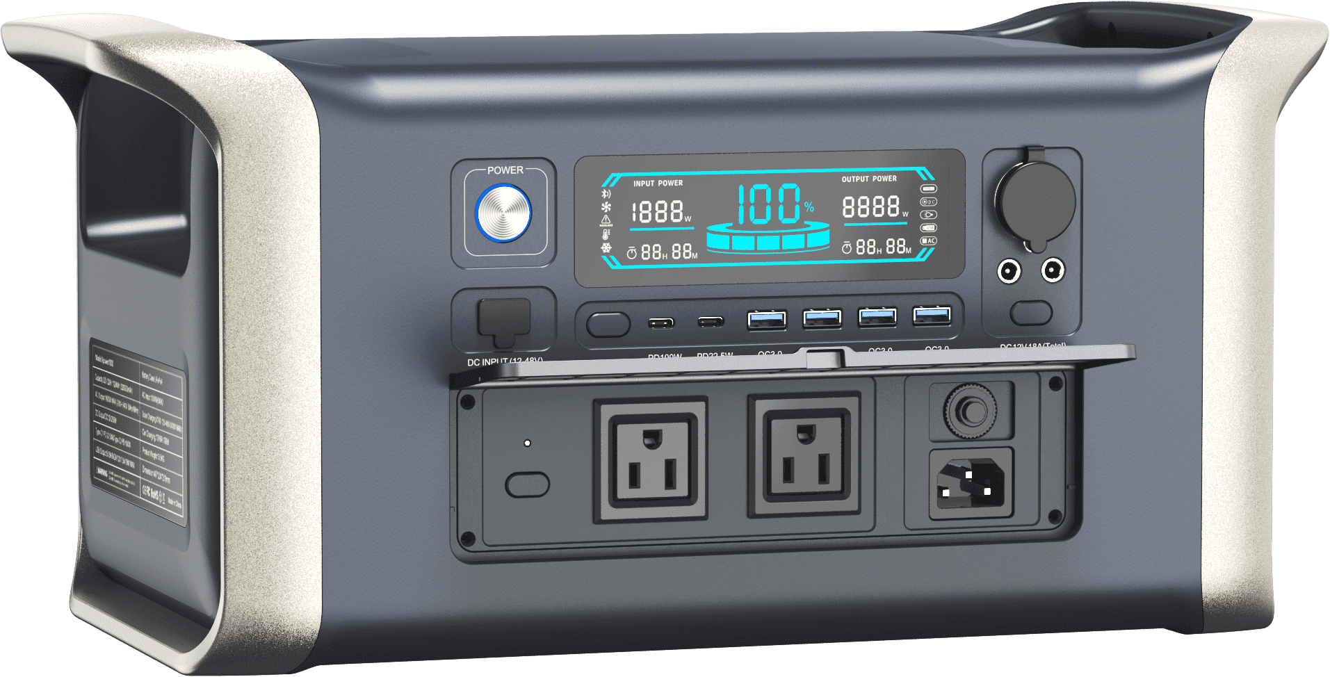 Portable Power Station, 1600W (Peak 3200W) Solar Generator, Full Charge ...