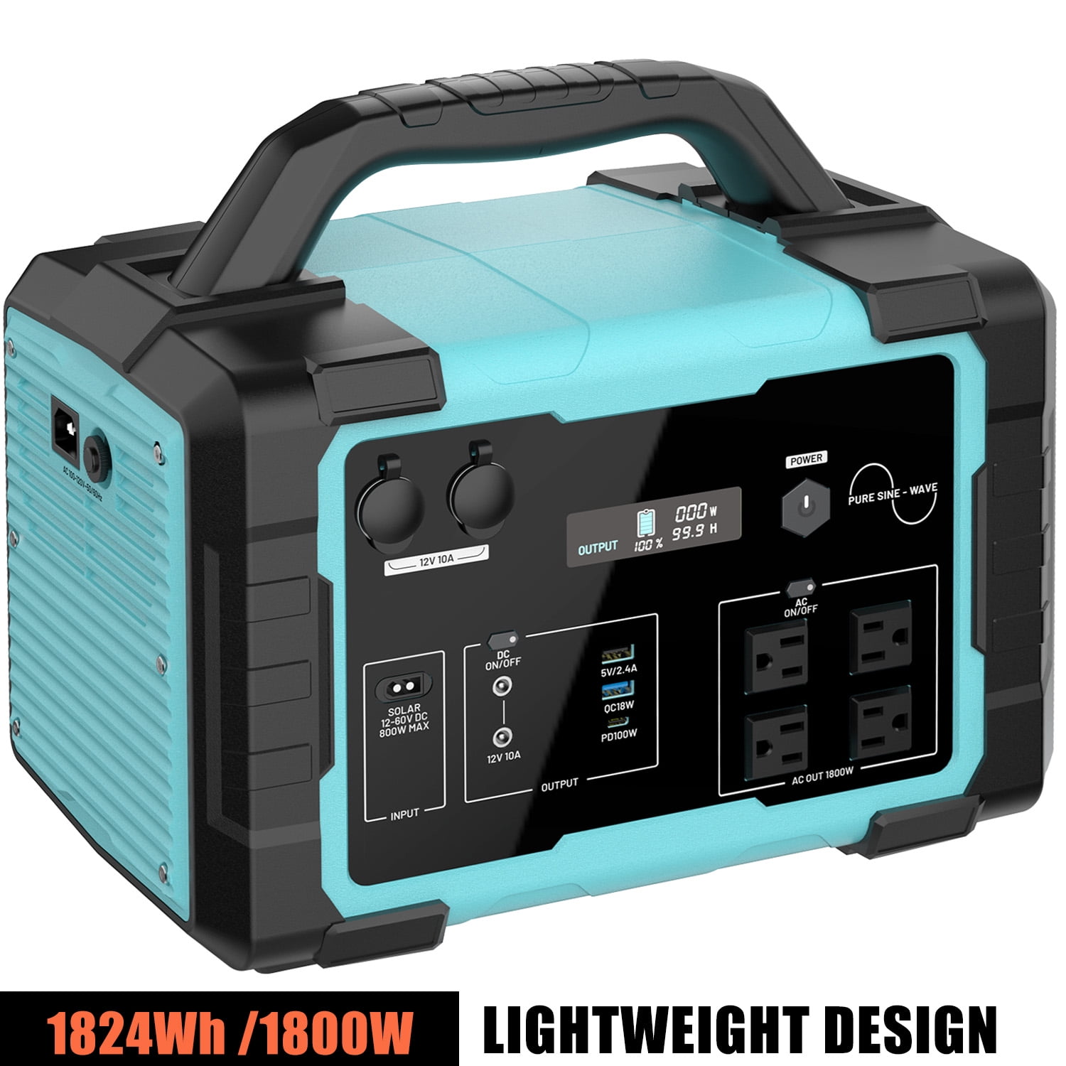 Portable Power Station 1800W - 1024Wh LiFePO4 Battery Solar Powered ...