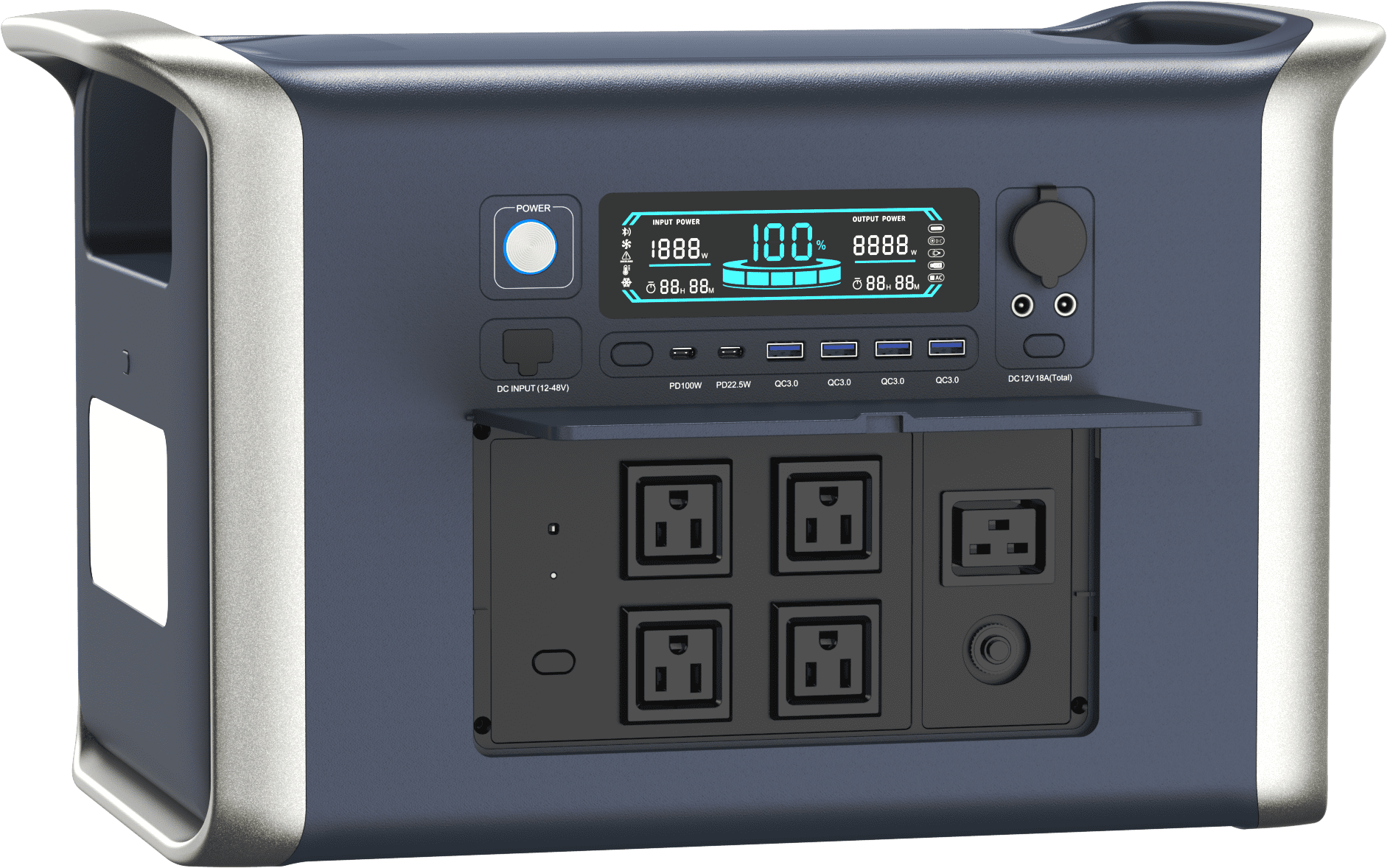 Portable Power Station 2400W, Peak 4800W Max, 2048Wh LiFePO4 Battery, 2 ...