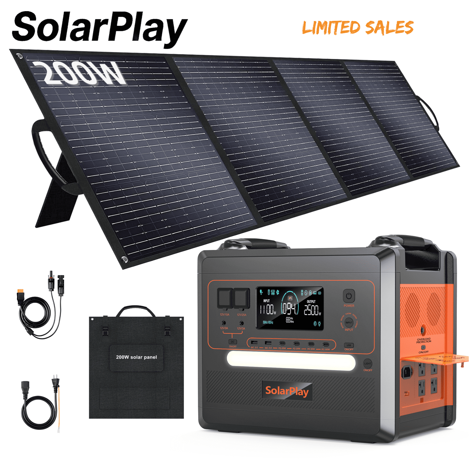 SolarPlay Portable Power Station, 2500W/2304Wh Large Capacity Solar ...