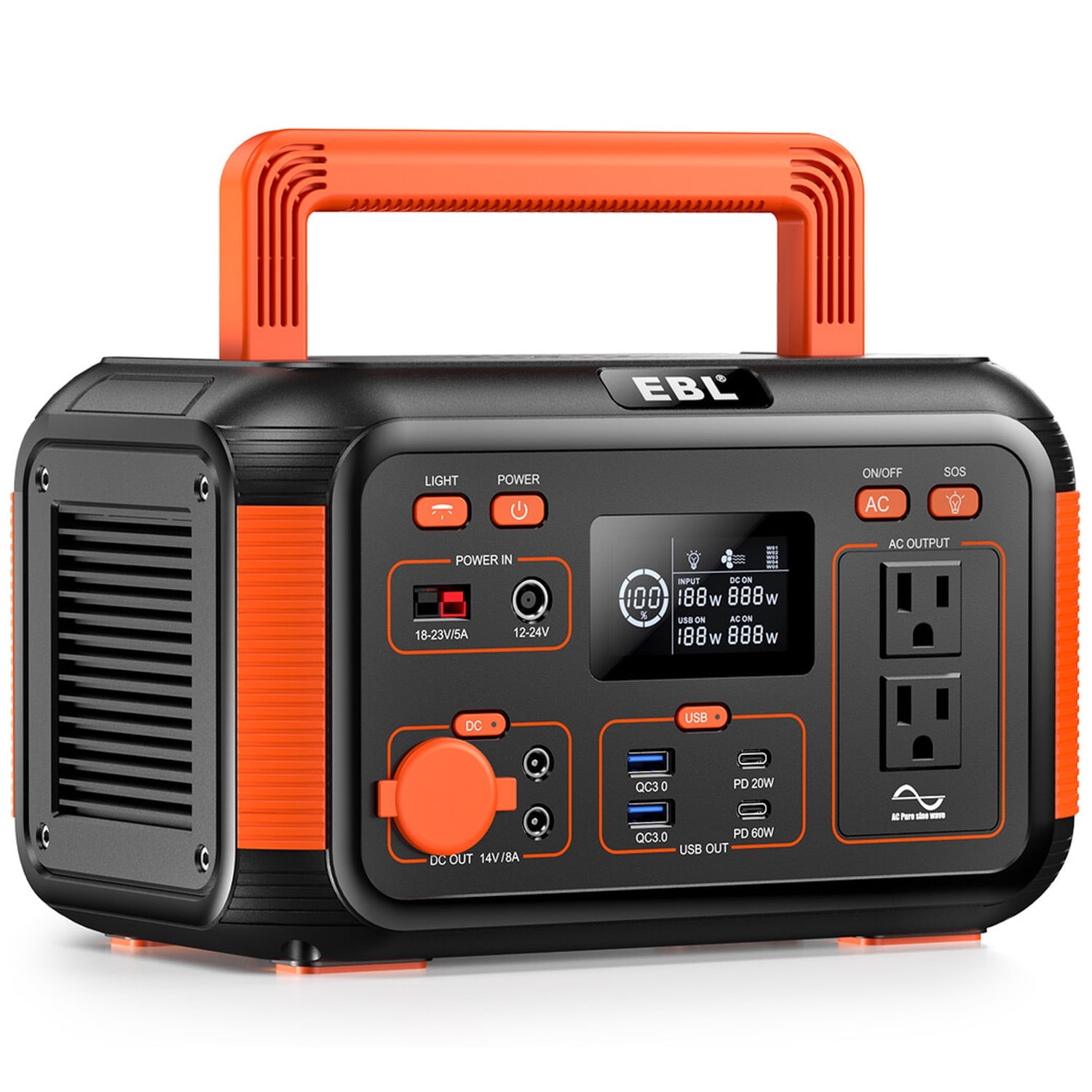 Portable Power Station 300W, 269.36Wh Lithium Battery Power Solar Generator with 60W USB-C PD ...