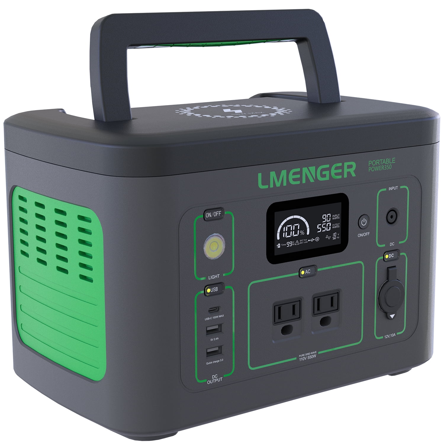 Portable Power Station 350W，LMENGER 326Wh Solar Generator with LiFePO4 ...