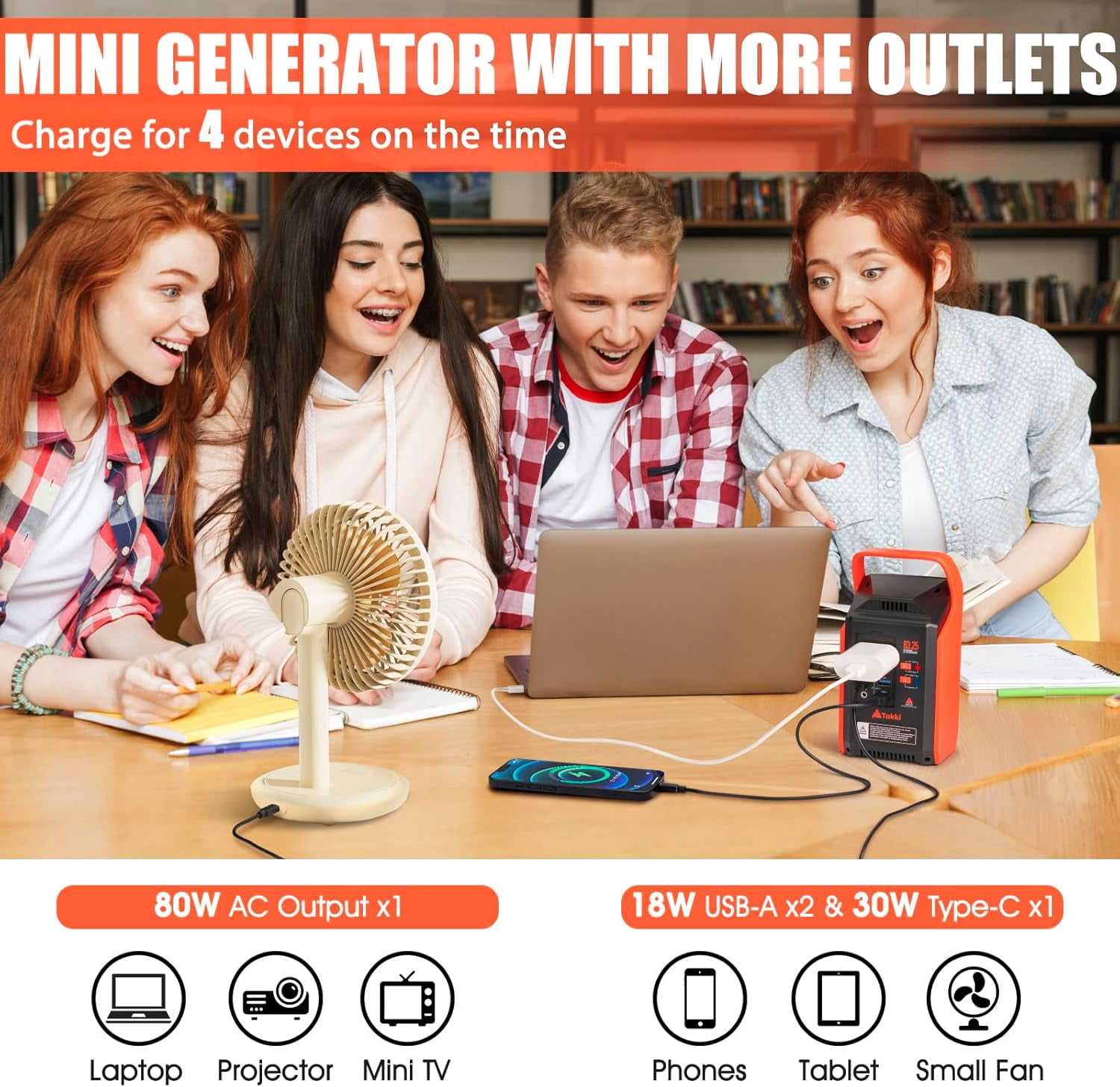 Portable Power Station 83Wh, Camping Solar Generator Power Bank with ...