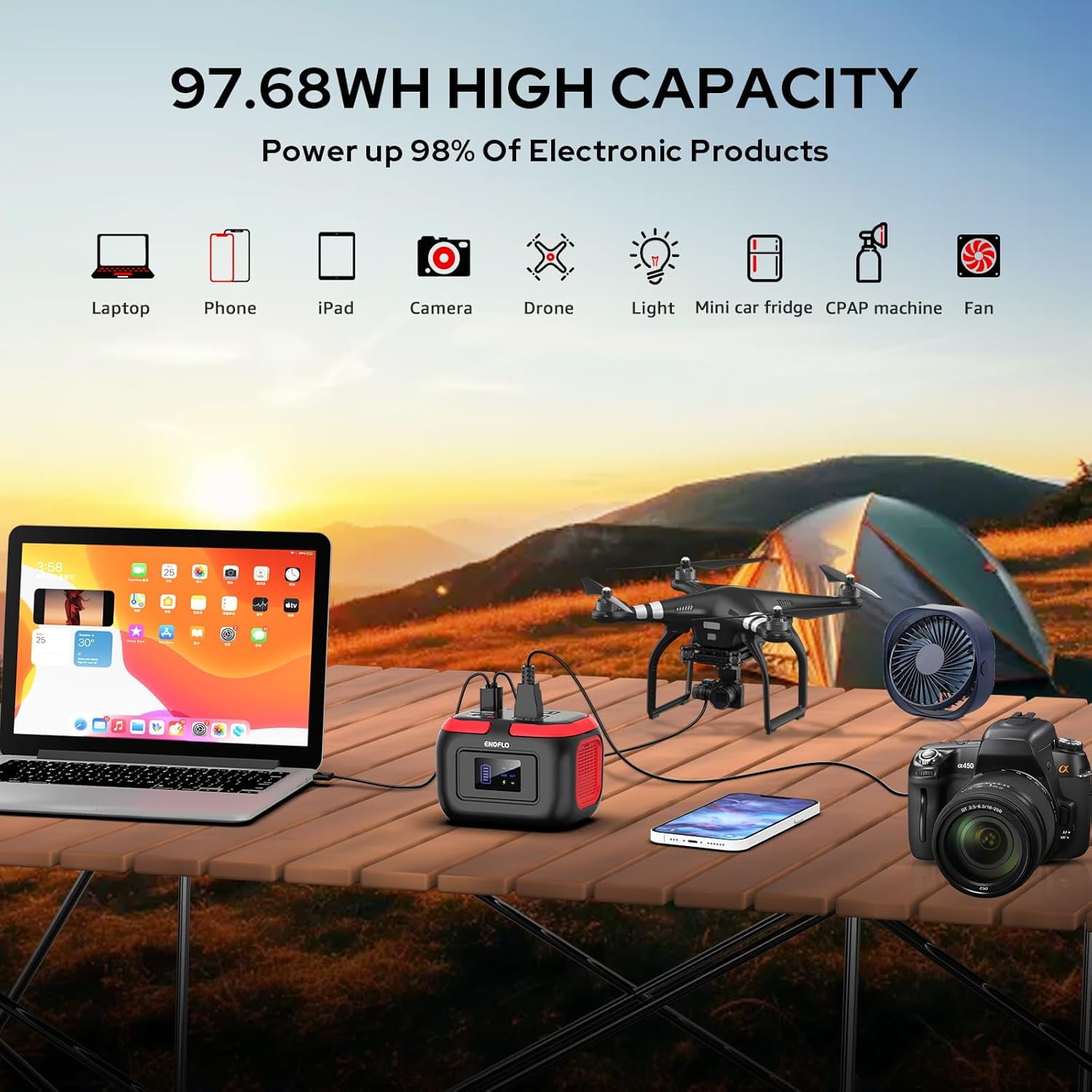 Portable Power Station 97Wh Power Bank 26400mAh Battery Pack Fasting ...