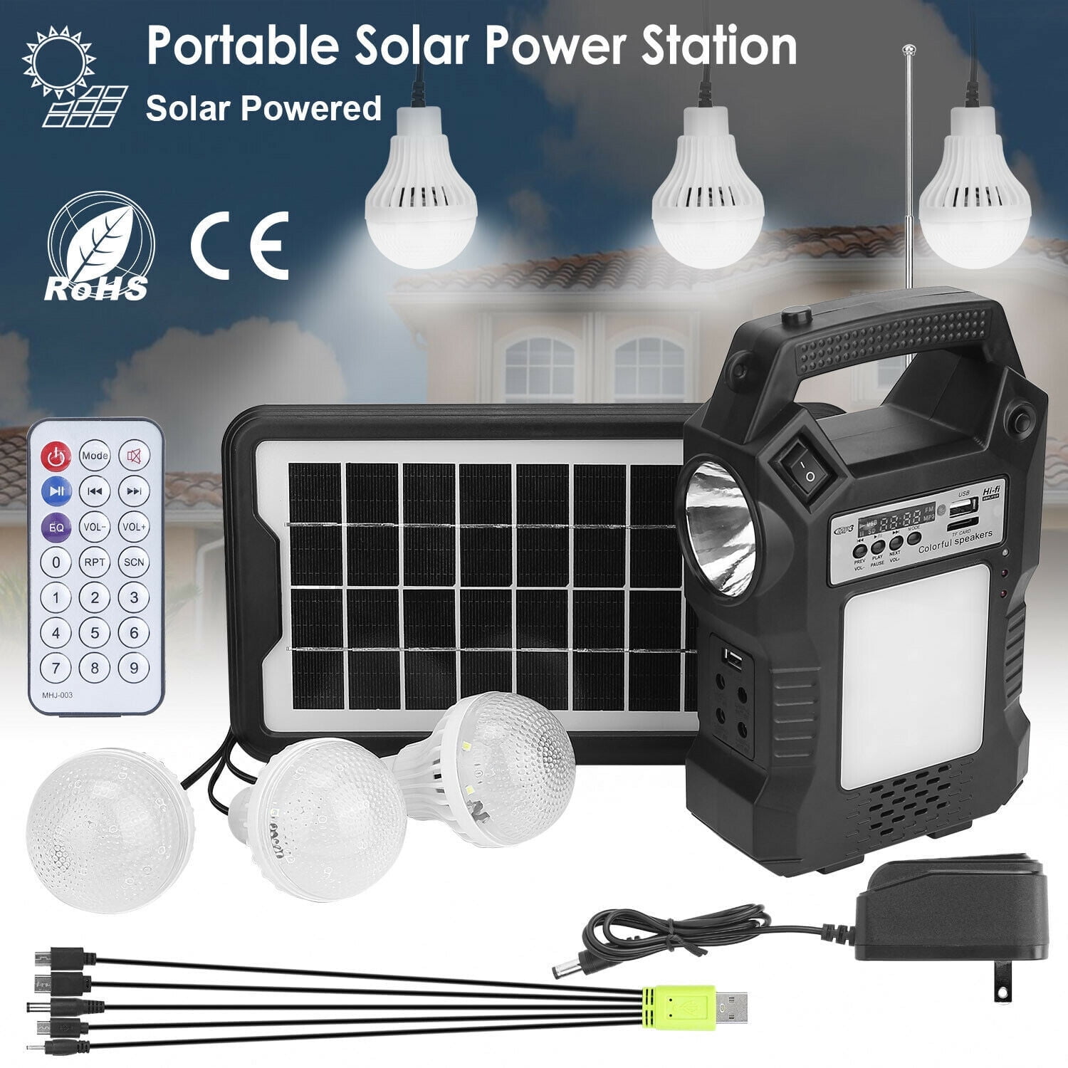 Portable Power Station,DFITO Solar Generator with LED Display / MP3 ...