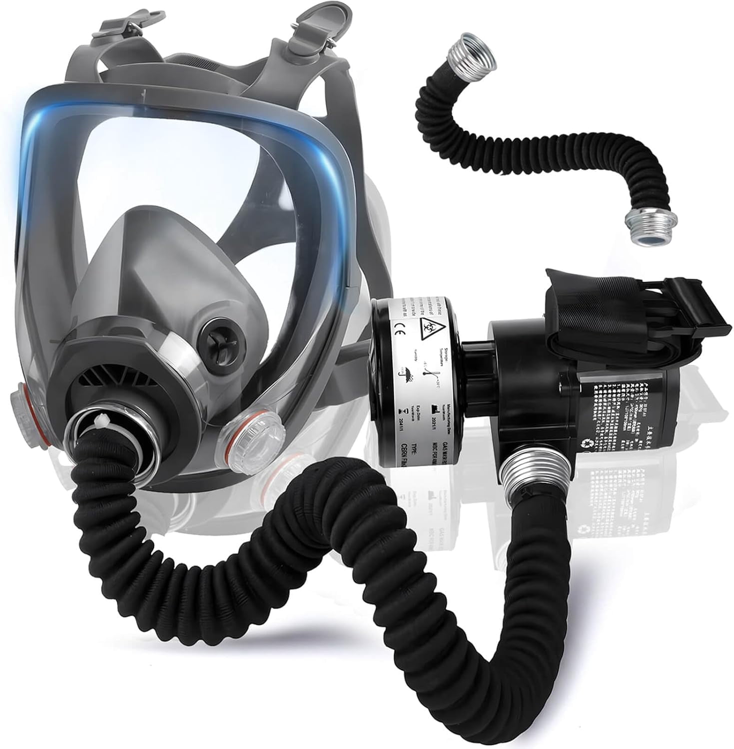 Portable Powered Air Supply Purifying Respirator Mask,Full Face Gas ...