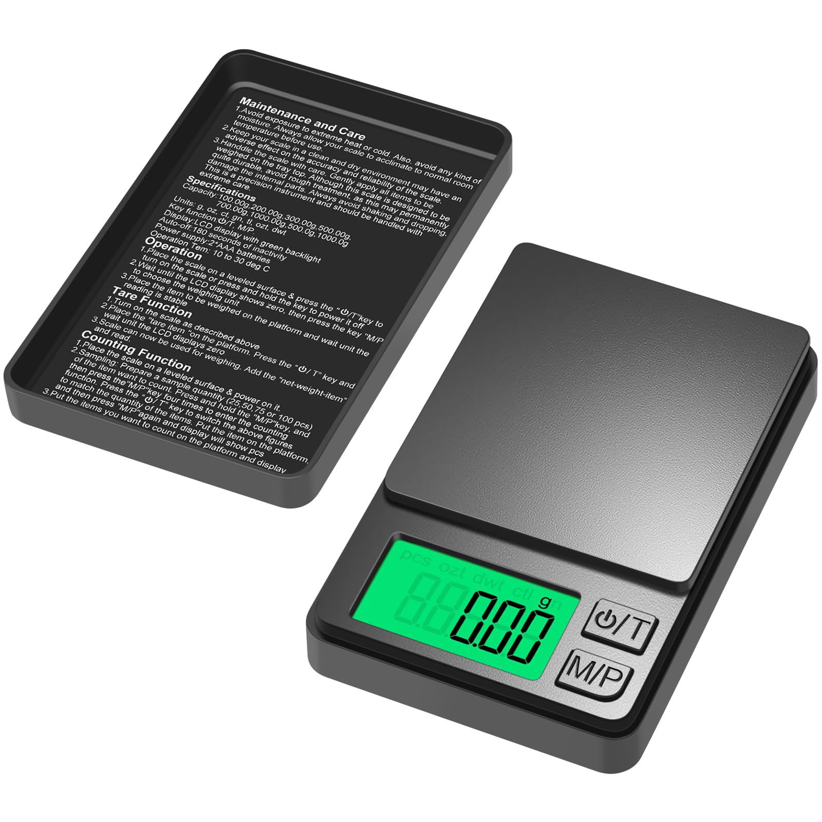 Portable Precision Scale 1000g × 0.01g Auto-off Backlit LCD Display 7 ...