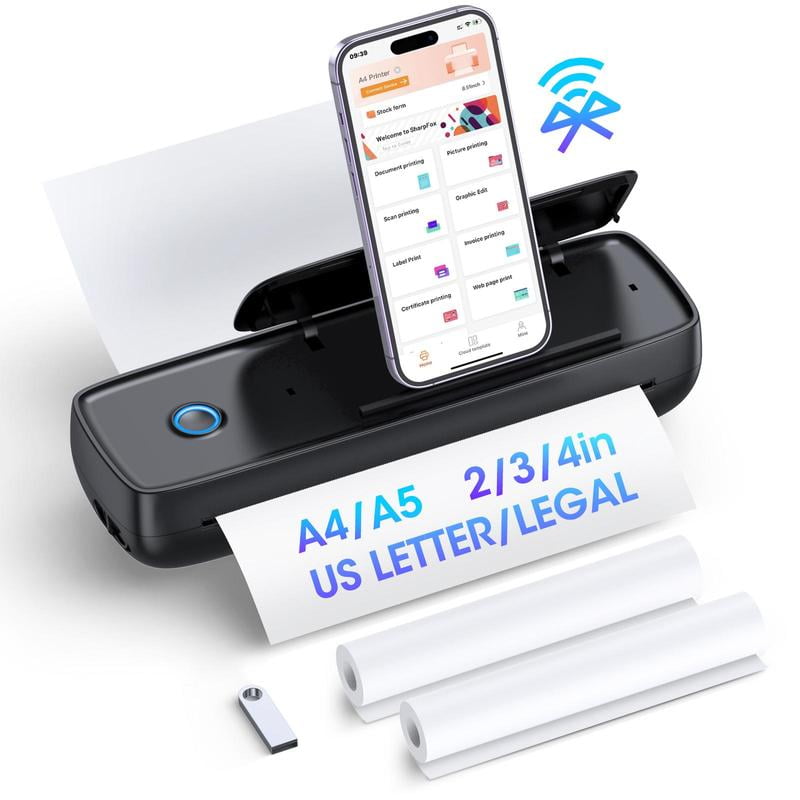Portable Printer Wireless for Travel，Bluetooth Thermal Printer Support ...