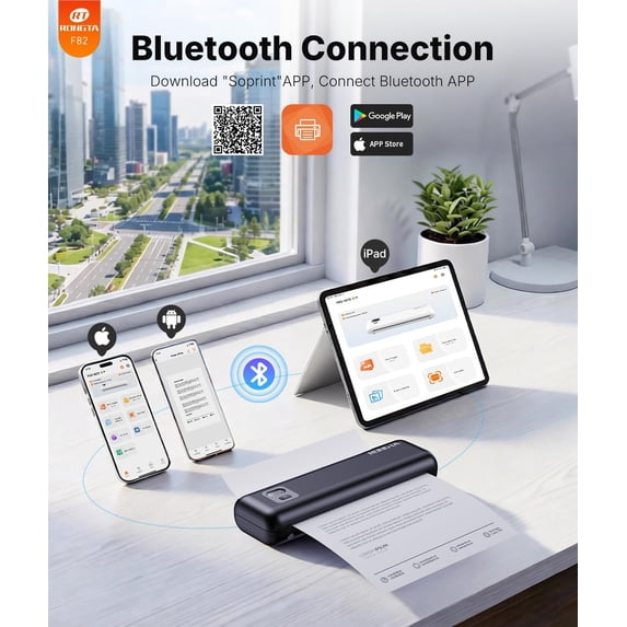 Portable Printer Wireless for Travel, Inkless Thermal Printers for 8.5 ...