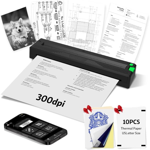 Portable Printers for Travel,Upgraded Inkless Thermal Mini Printer ...