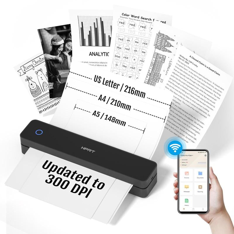 Portable Printers Wireless for Travel, Bluetooth Thermal Printer ...