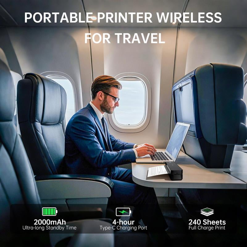 Portable Printers Wireless for Travel, Bluetooth Thermal Printer ...