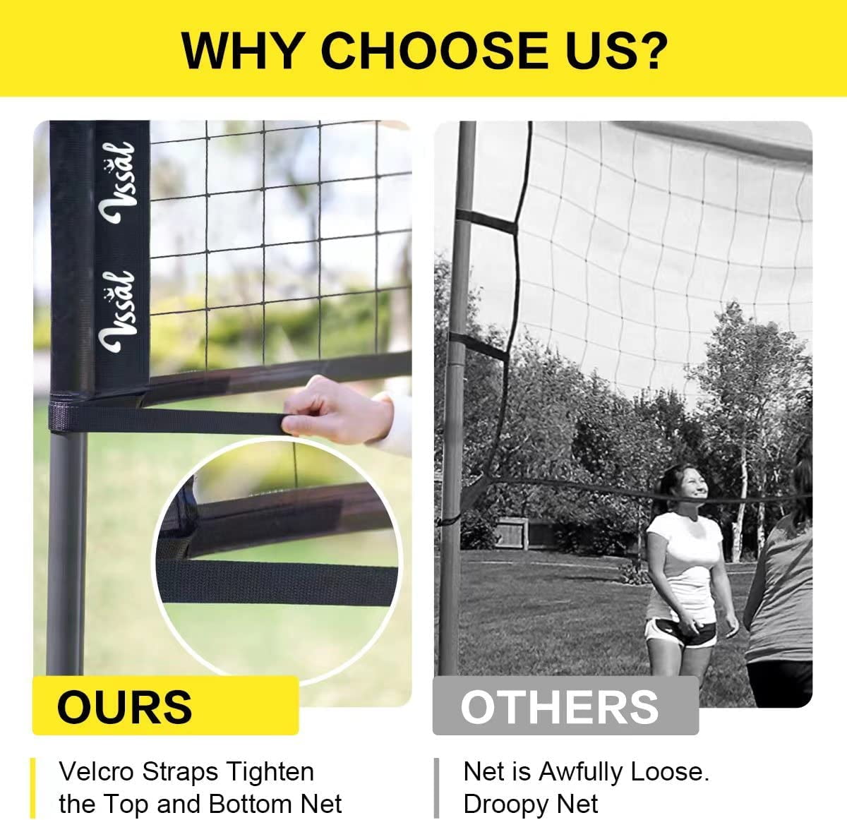 Portable Professional Volleyball Net Set for Outdoor, Anti-Sag Design ...