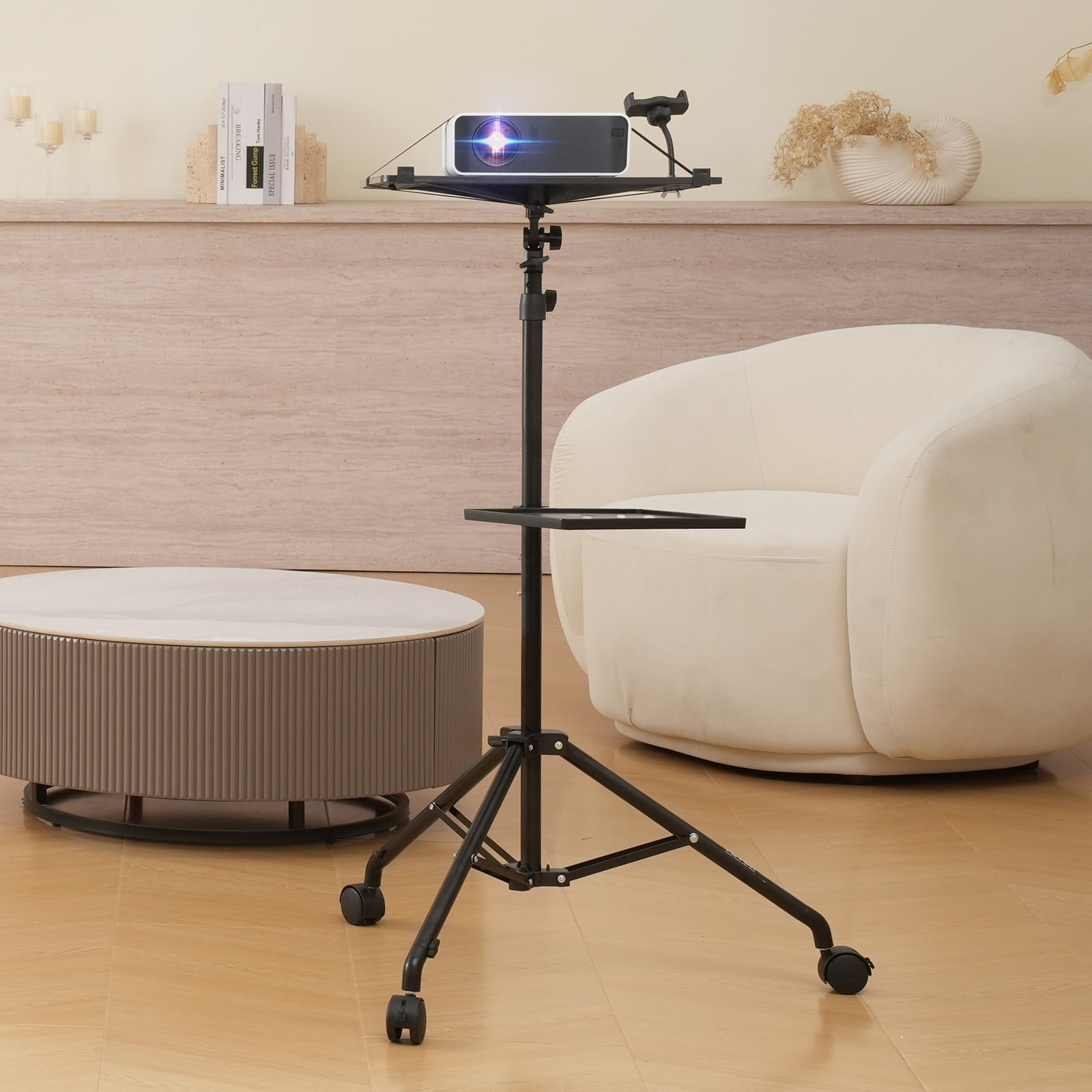 Portable Projector Stand with Wheels Adjustable Height from 31.3 to 67. ...
