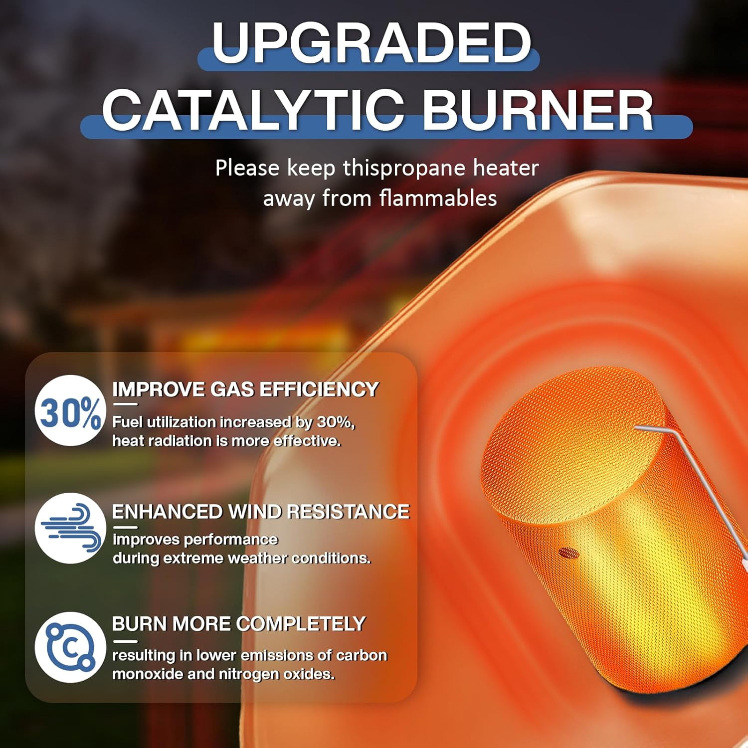 Portable Propane Catalytic Burner with Foldable Cylinder Base，8520 BTU ...