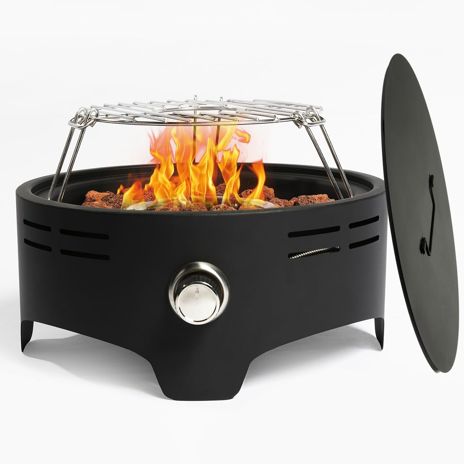 Portable Propane Fire Pit 15 inch Round Camping Gas Firepits with ...