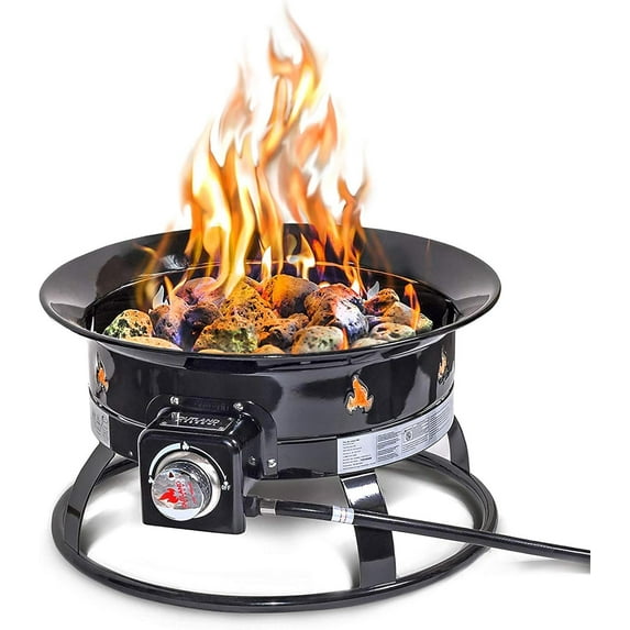 Portable Propane Fire Pit, 19-inch, 58,000 BTU with Fire Pit Cover ...
