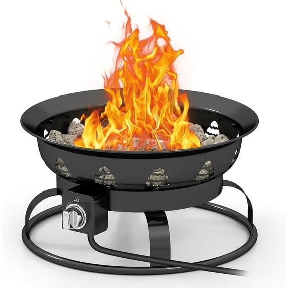 Portable Propane Fire Pit, 21 Inch Smokeless Fire Bowl with Cover ...