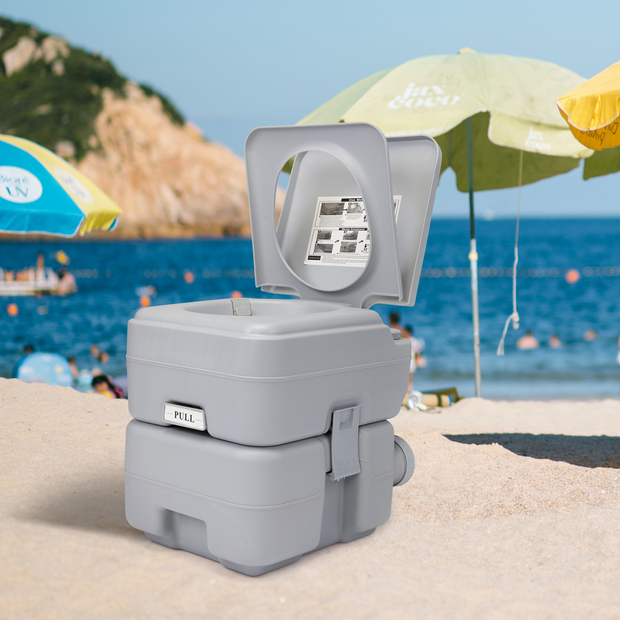 Portable Push-Rod Toilet 20L/5.3 Gallons Detachable Tank Portable ...