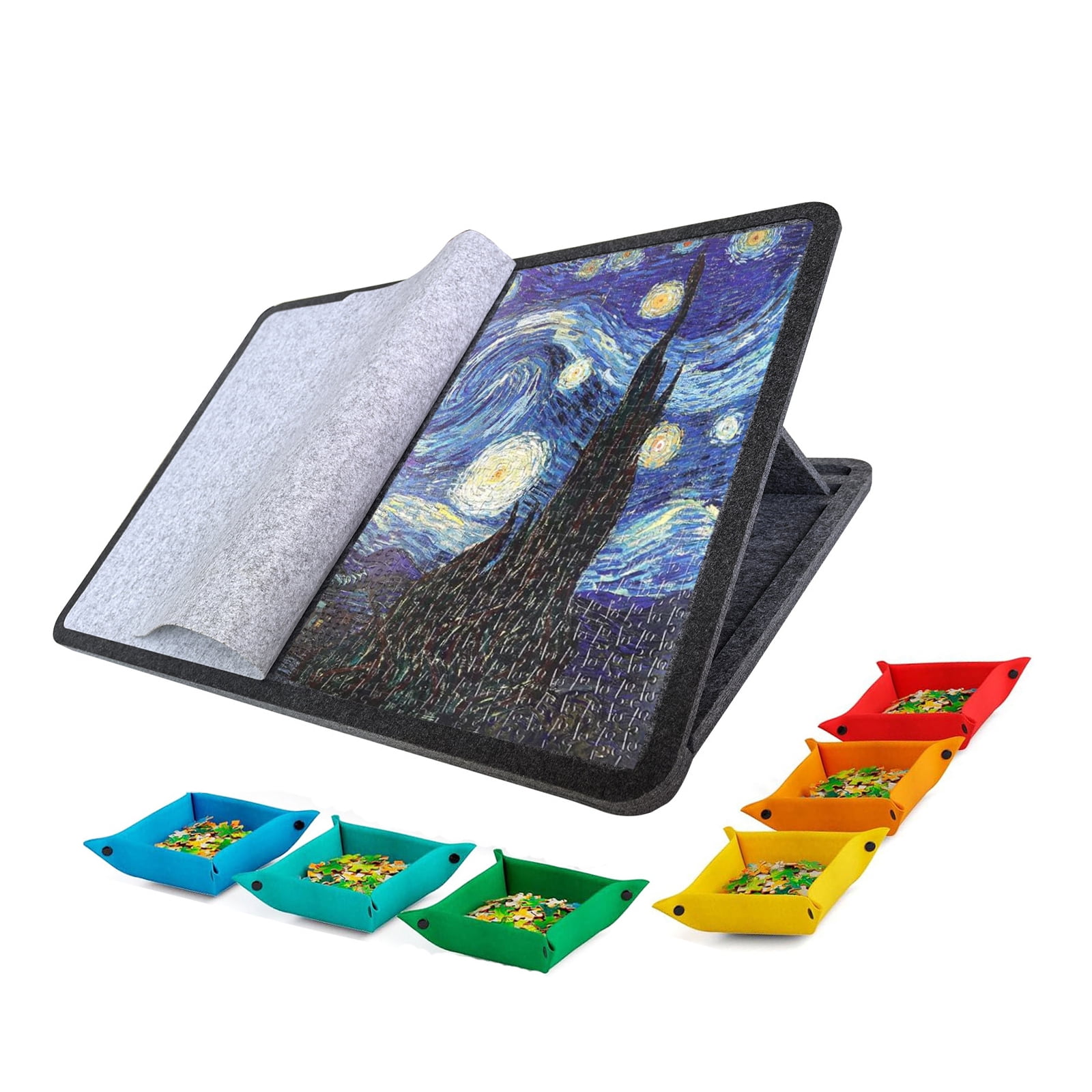 Portable Puzzle Workstation Adjustable Tilt Stand Felt Work space Multi ...