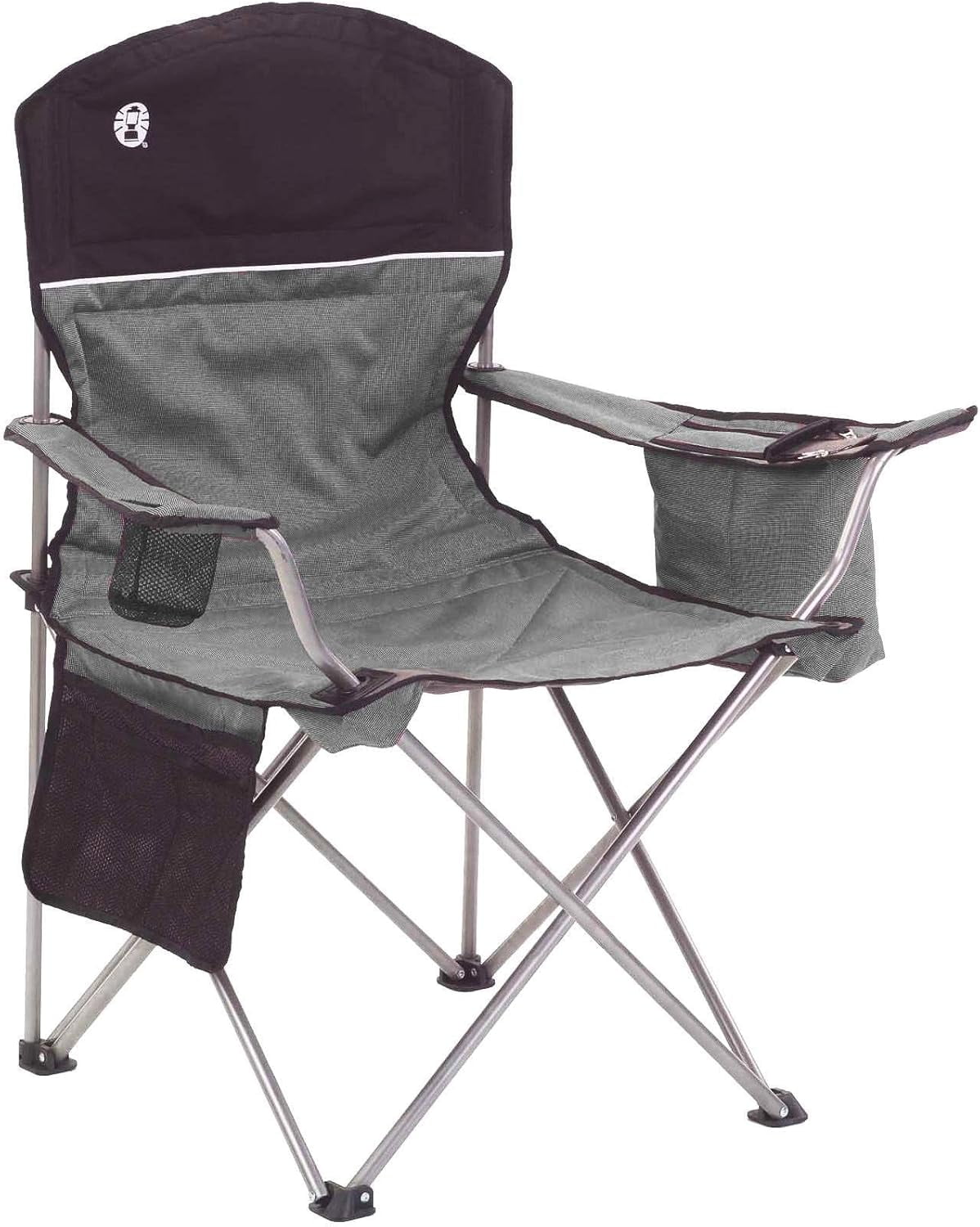 Portable Quad Camping Chair with 4-Can Cooler, Cushioned Seat & Back ...
