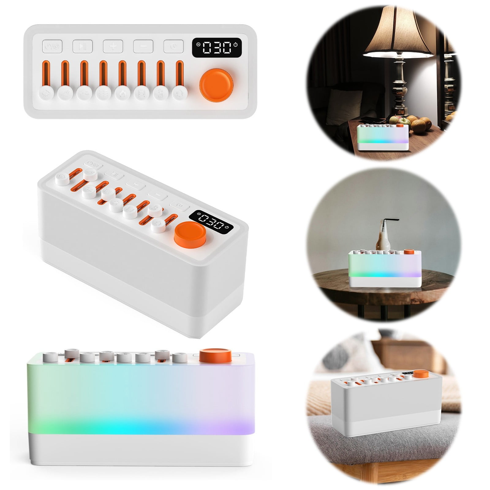 Portable RGB Sleep Aid Sound Machine & Speaker Night Light White Jelly ...