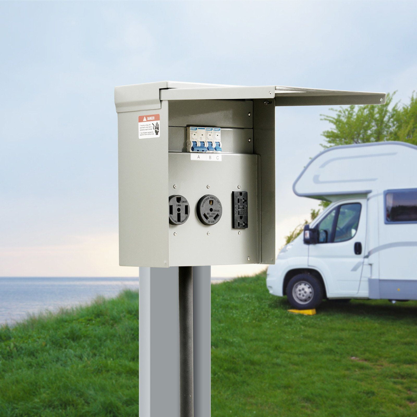 Portable RV Power Distribution Panel, 125V/250V, 20A/30A/50A ...