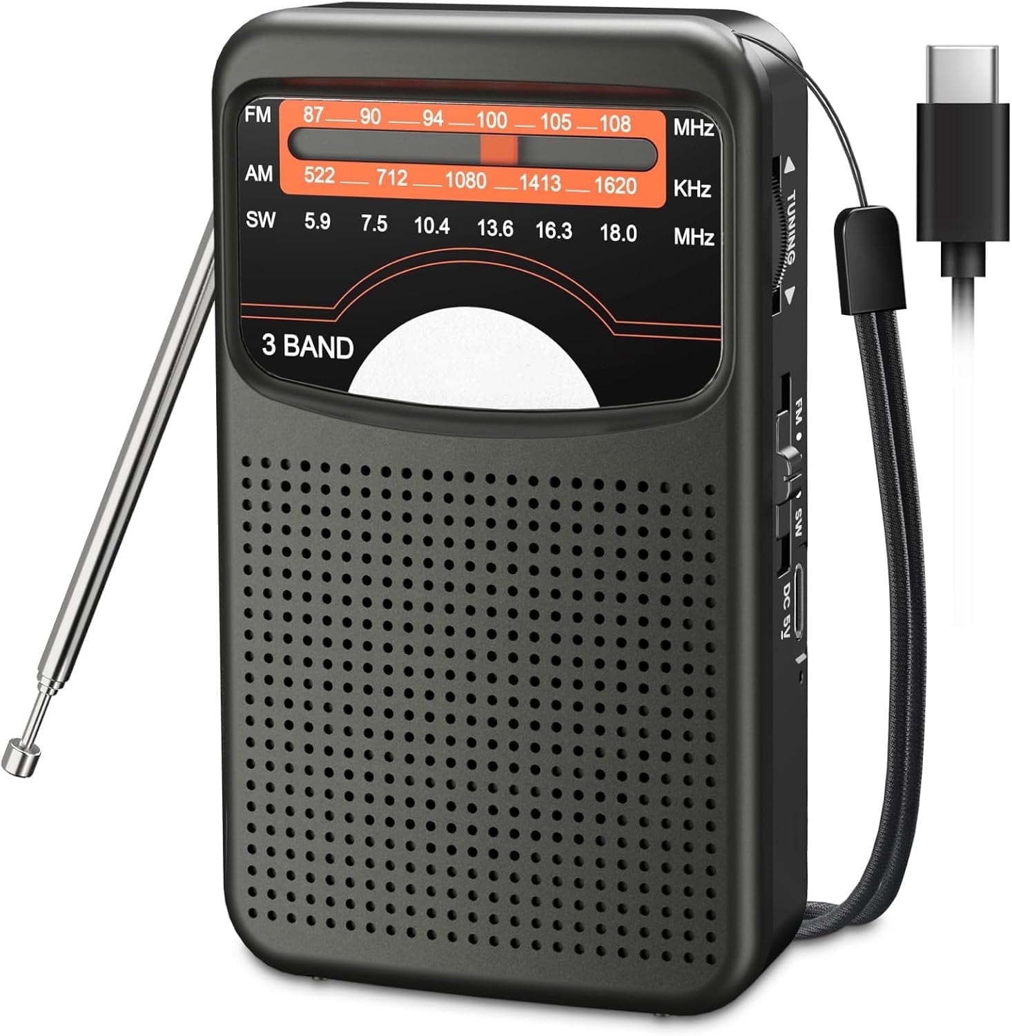 Portable Radio AM FM, Rechargeable Tansistor Radio, Pocket Handheld ...