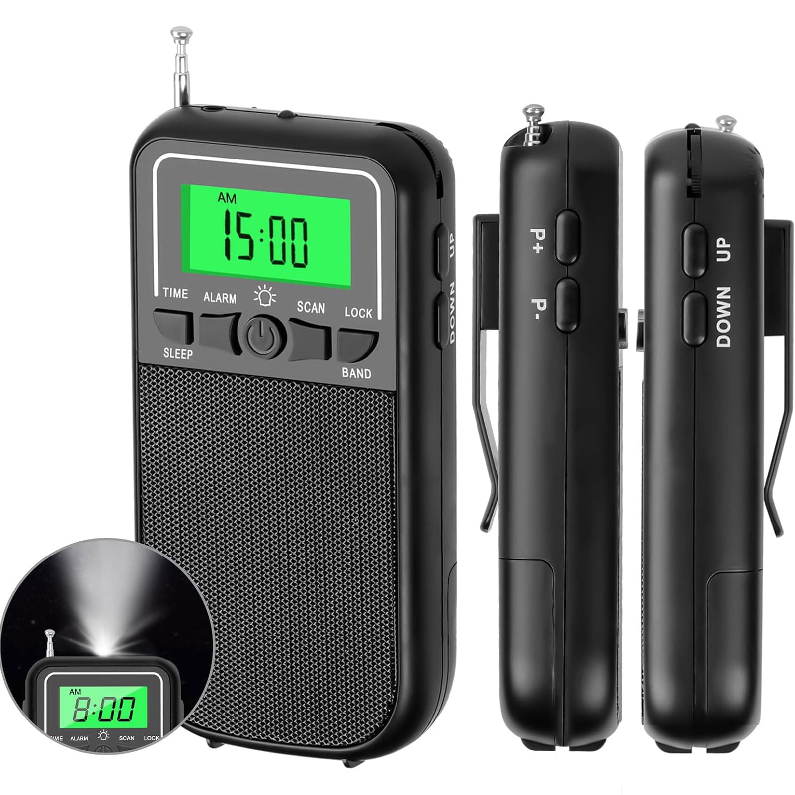 Portable Radio AM FM SW, Transistor Radio with LED Flashlight, 2AA ...
