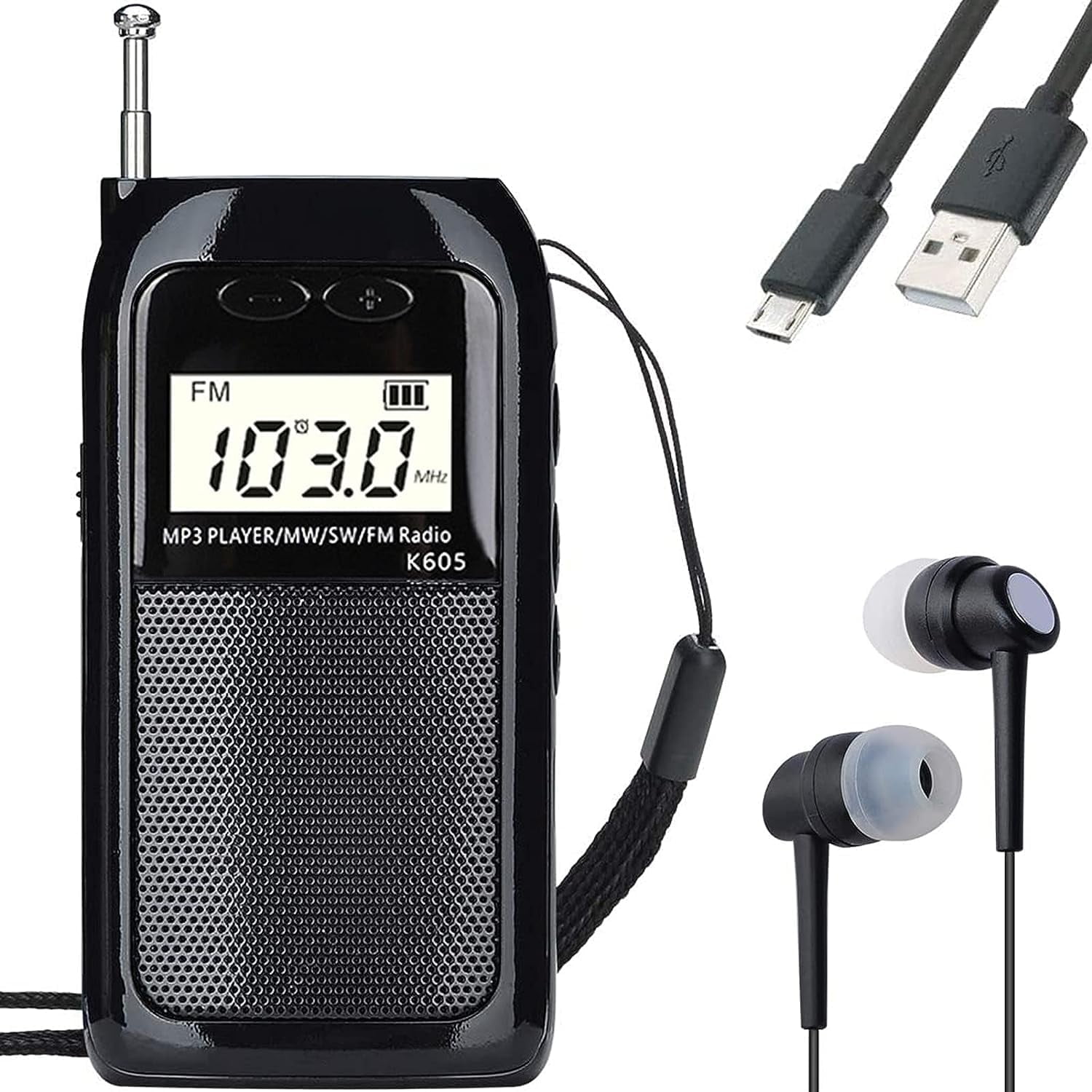 Portable Radio FM AM Shortwave Walkmen with Speaker and Backlit, MP3 ...