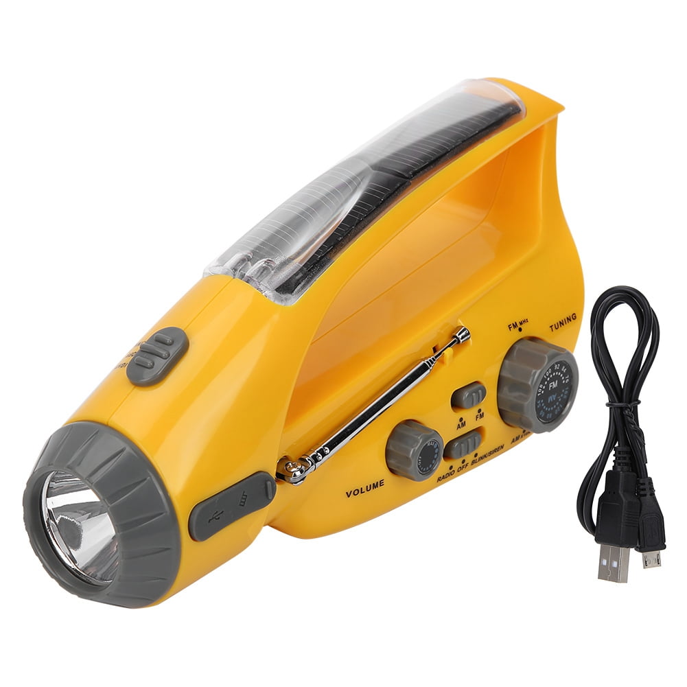 Portable Radio LED Flashlight Solar Charged Hand Crank Dynamo Power ...