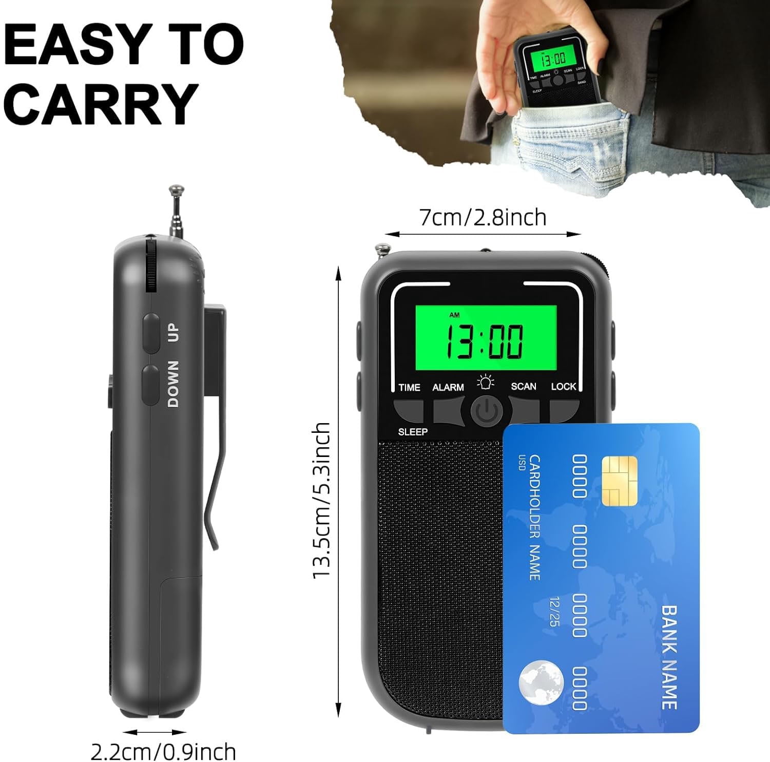 Portable Radio with LED Flashlight, AM FM SW, for Long Range Reception ...