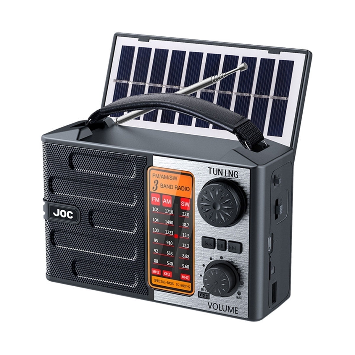 Portable Radio with Solar &Rechargeable Battery,AM/FM/SM, Strong ...