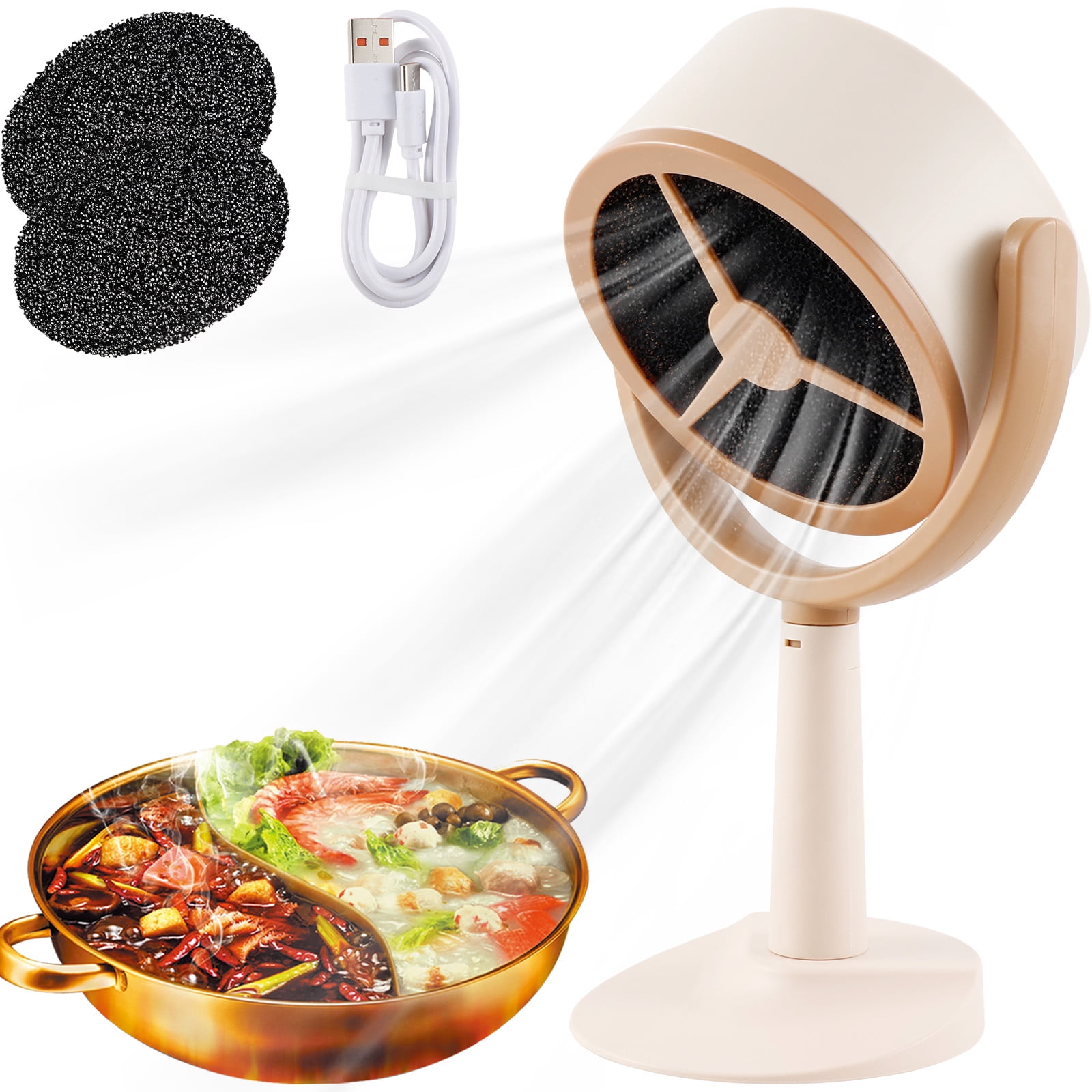 Portable Range Hood with 2 Filter Sponge Rotatable 2400Ah Rechargeable ...