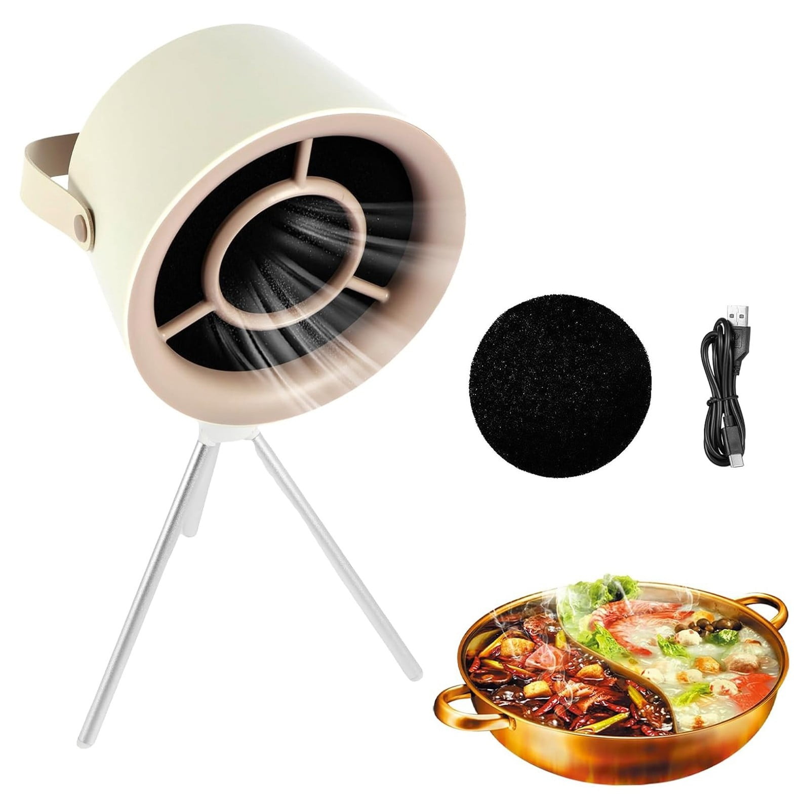 Portable Range Hood for Cooking, Desktop Kitchen Exhaust Fan with 3 ...