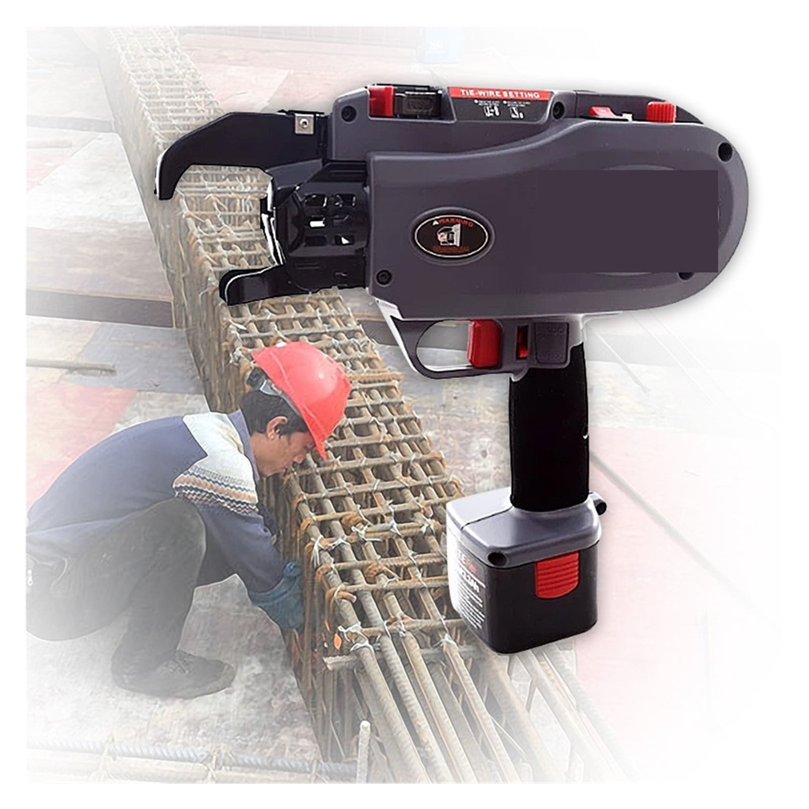 Portable Rebar Tying Machine, Battery Drive Wire Tie Gun Cordless Steel ...